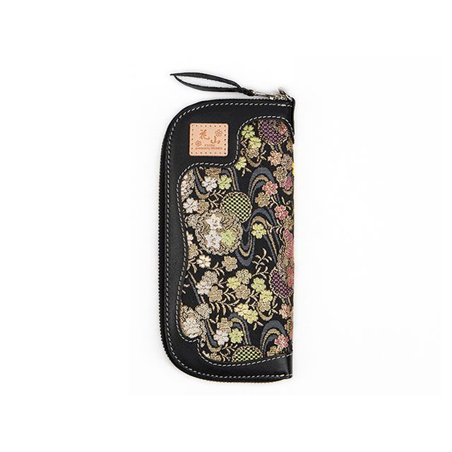 デグナー W-48K 花山レザーロングジップウォレット（流水雪輪/ブラック） DEGNER