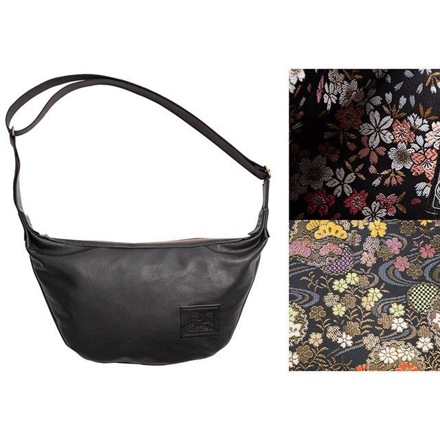 デグナー W-105K 花山レザーボディバッグ（流水雪輪/ブラック） DEGNER