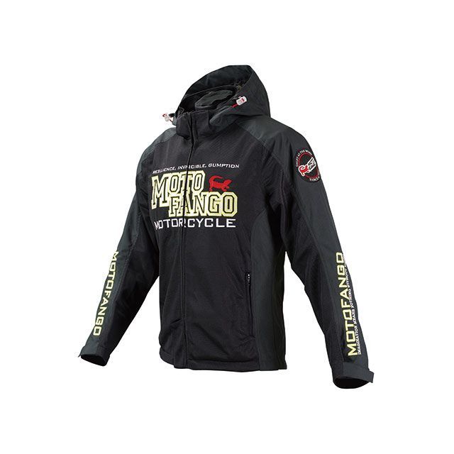 モトファンゴ MJ-004 ハーフメッシュパーカ（ブラック/イエロー） サイズ XL MOTOFANGO