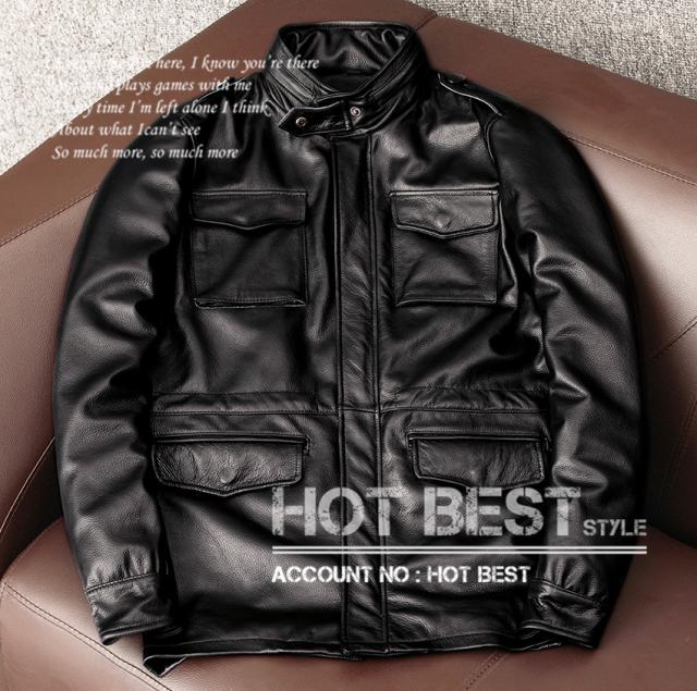 上質　メンズ　レザー　ジャケット カウハイド　牛革　M65　復刻40年代　アビエイタースタイル   レザージャケット