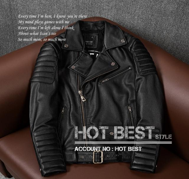 上質　メンズ　レザー　ジャケット カウハイド　牛革  UKスタイル ダブルライダース レザージャケット  ロンジャン