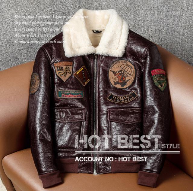 上質　メンズ　レザー　ジャケット シープスキン 復刻30年代　USAF TYPE B-3 ムートン フライトジャケットボマー ボンバー ラム 羊革
