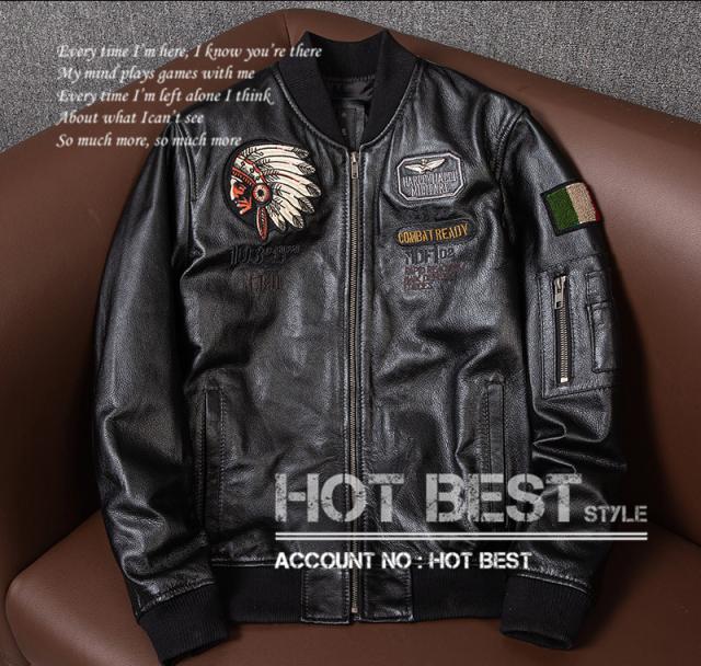 上質　メンズ　レザー　ジャケット 牛革 カウハイド　復刻40年代アビエイタースタイル   レザージャケット