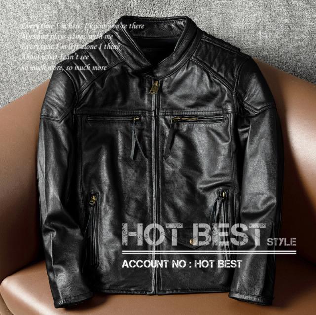 上質革ジャン メンズ　カウハイド 50年代　パテッド　ヴィンテージ加工　アビエイタースタイル　ライダース　レザージャケット　牛革