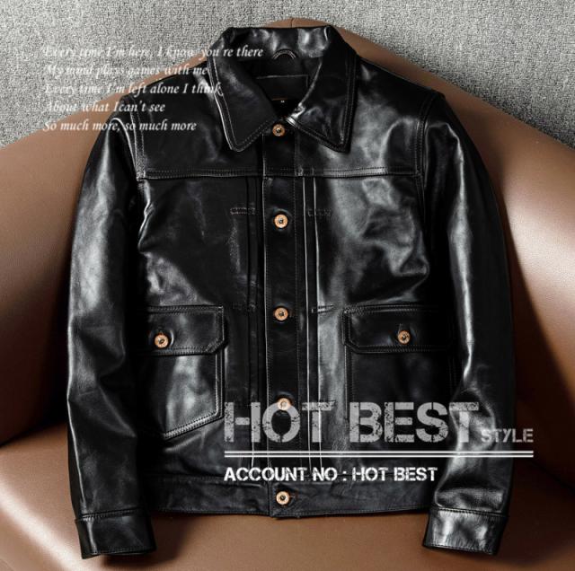 上質革ジャン メンズ　茶芯ホースハイド セカンドタイプ Gジャン ライダース レザージャケット  507 2nd Type オイルレザー 馬革