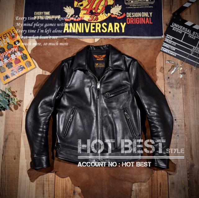 レア 1.5mm  黒芯カウハイド 30年代 トラッカースタイル メンズ シングル ライダース レザージャケット 牛革