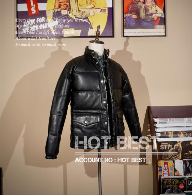 最高峰 本革カウハイド 冬の定番 メンズ エレガンスHERO 防寒アウター イタリアンレザー スタイリッシュ　ダウンジャケット 牛革