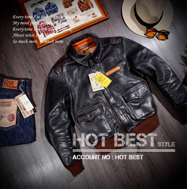 1.5mm 茶芯ホースハイド復刻40s USAF TYPE A-2 V. HILTS フライトジャケット WWII 1942 大脱走-オイルレザー  馬革