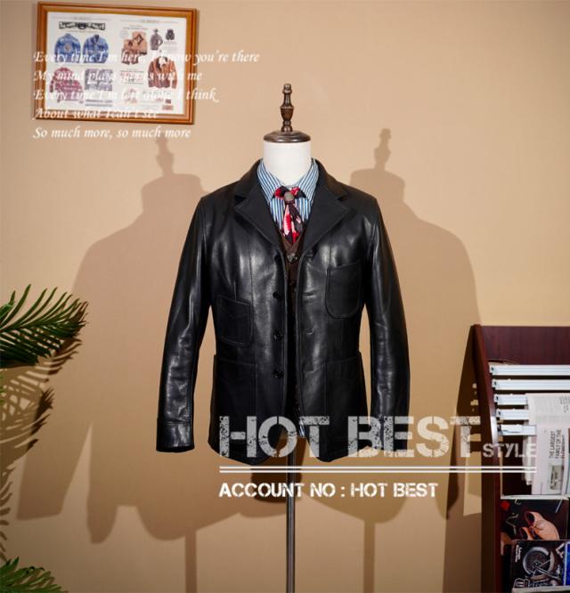 カウハイド ヴィンテージスタイル サックコート メンズ 革ジャン レザー テーラード ライダース ベジタブルタンニンなめし 牛革