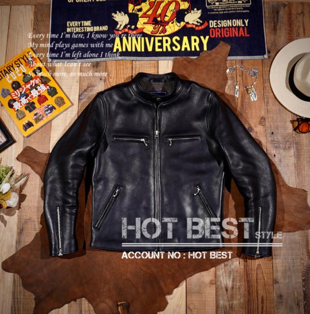 1.4mmカウハイド 60年代 カフェレーサー シングルライダース メンズ 革ジャン レザージャケット 染料仕上げ 牛革