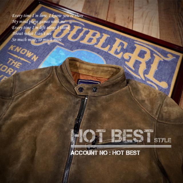 1.1mm カウスエード 復刻50年代 パテッド シングルライダース フライトジャケット ボマー ボンバー カウハイド レザー 牛革