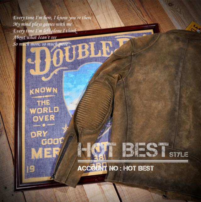 1.1mm カウスエード 復刻50年代 パテッド シングルライダース フライトジャケット ボマー ボンバー カウハイド レザー 牛革