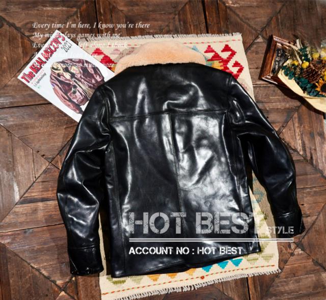 1.5mm 黒芯ホースハイド 30年代 スイッチヤードコート レザージャケット カーコート ブレーキマン ムートン 羊毛 馬革