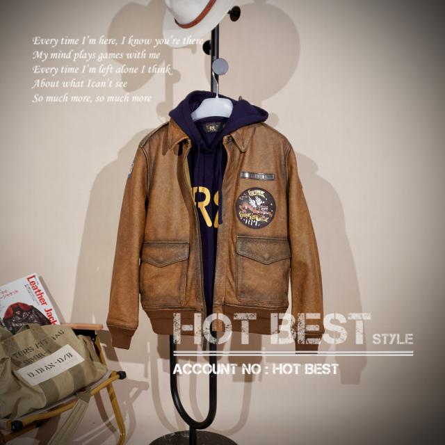 1.3mm カウハイド 復刻30年代 USAF TYPE A-2 メンズ 革ジャン フライトジャケット ヴィンテージ ウォッシュ加工 染料仕上げ 牛革