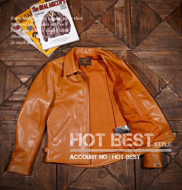 1.3mm ホースハイド 30年代スタイル メンズ 革ジャン シングルライダース レザージャケット トスカーナ植物鞣し革 馬革