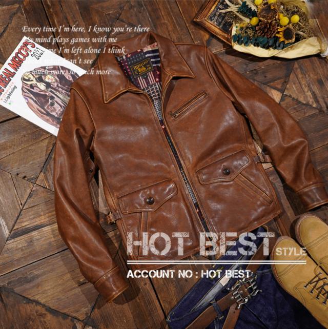 1.2mm ホースハイド 30年代 ニュースマンコート ウォッシュ加工 メンズ 革ジャン ヴィンテージ レザージャケット カーコート ブレーキマン 牛革