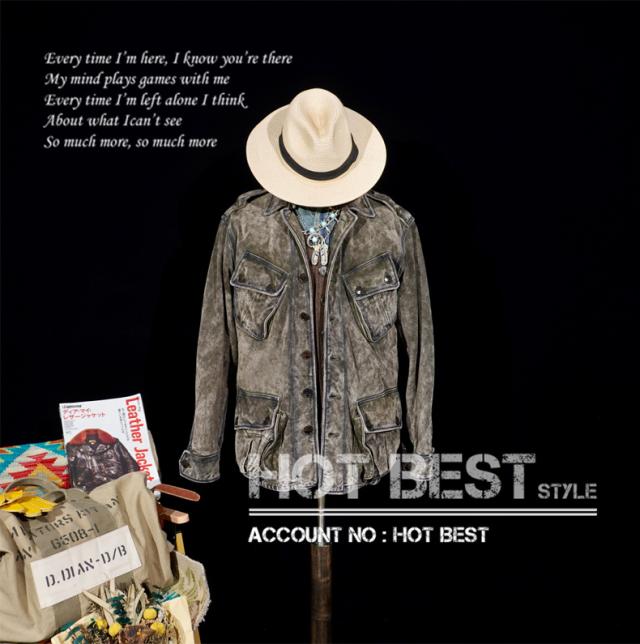 1.2mm カウスエード ヴィンテージ ミリタリー トロピカルコンバットユニフォーム（TCU）Type ライダース レザージャケット 牛革