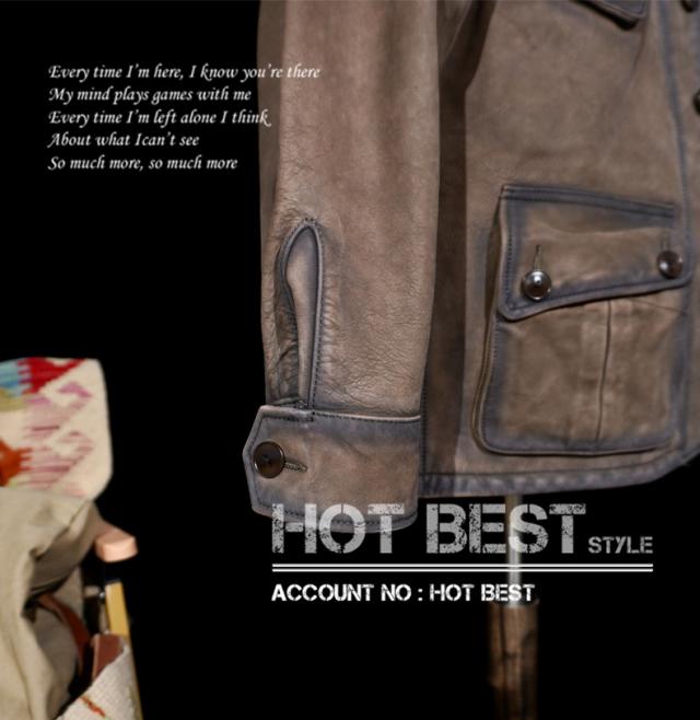 1.2mm カウスエード ヴィンテージ ミリタリー トロピカルコンバットユニフォーム（TCU）Type ライダース レザージャケット 牛革