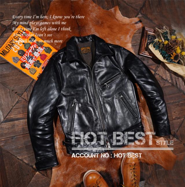 1.4mm 茶芯ホースハイド 30sスタイル シングルライダース メンズ 革ジャン レザージャケット トスカーナ植物鞣し革 馬革