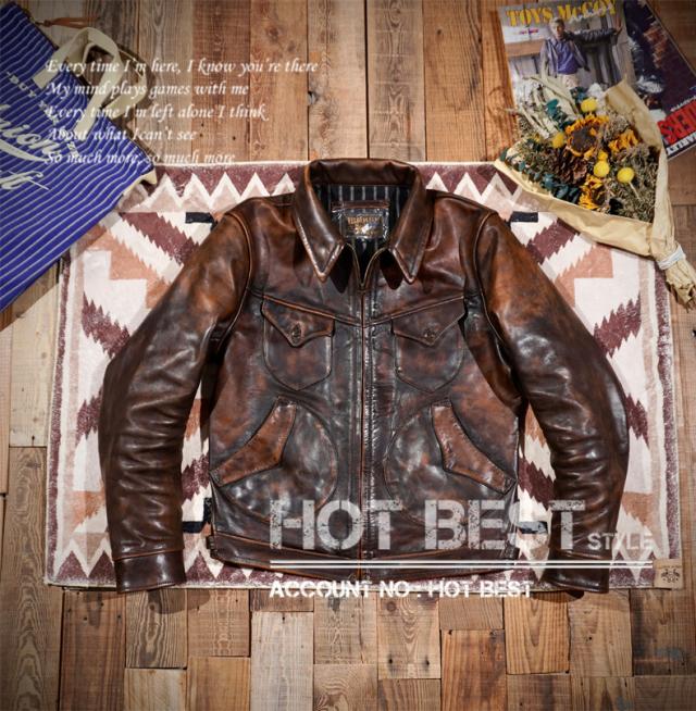 最高峰 1.3mm 茶芯カウハイド 復刻40s アビエイタースタイル レザージャケット ウォッシュ加工 ヴィンテージ 牛革