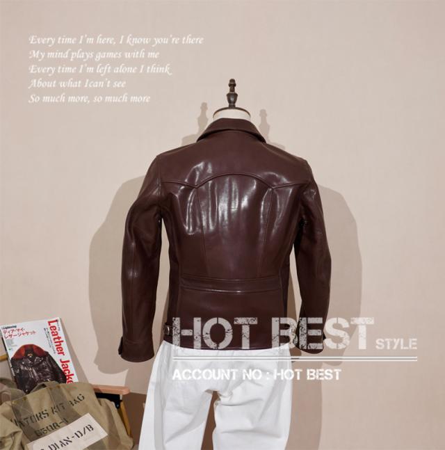 レア色 1.4mm 茶芯ホースハイド 30年代スタイル シングルライダース メンズ 革ジャン レザージャケット トスカーナ植物鞣し革 馬革