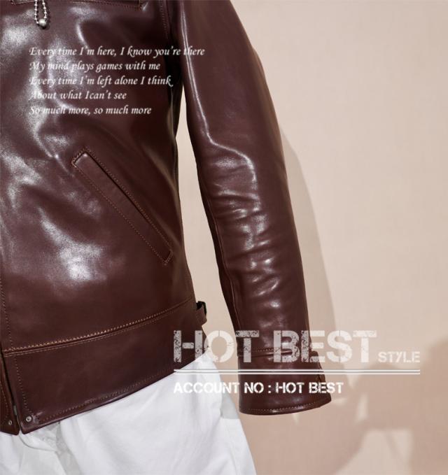 レア色 1.4mm 茶芯ホースハイド 30年代スタイル シングルライダース メンズ 革ジャン レザージャケット トスカーナ植物鞣し革 馬革