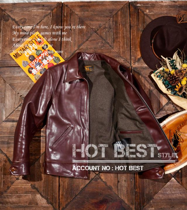 レア色 1.4mm 茶芯ホースハイド 30年代スタイル シングルライダース メンズ 革ジャン レザージャケット トスカーナ植物鞣し革 馬革