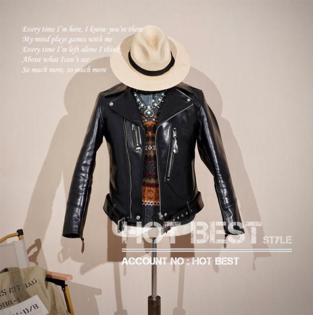 1.3mm 茶芯ホースハイド 30年代スタイル Dポケット ダブルライダース メンズ 革ジャン レザージャケット ベジタブル 馬革