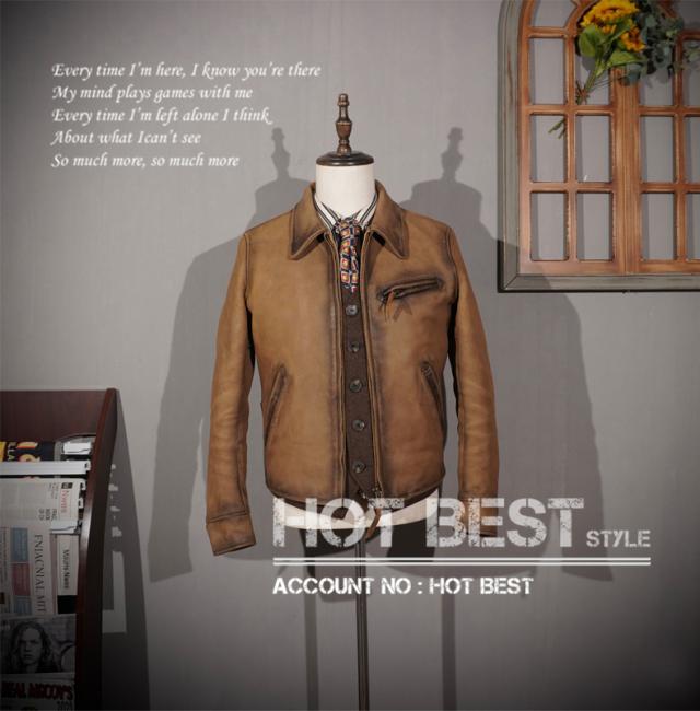 1.3mm カウハイド 30年代 トラッカースタイル メンズ 革ジャン ヴィンテージ加工 シングルライダース レザージャケット 牛革