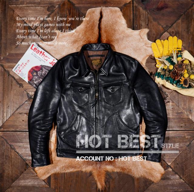 1.5mm カウハイド 復刻30年代スタイル ウォッシュ加工 ヴィンテージ メンズ 革ジャン シングルライダース レザージャケット トスカーナ植物鞣し革 牛革