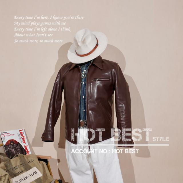 1.3mm ホースハイド 1930s トラッカースタイル シングルライダース メンズ 革ジャン レザージャケット 植物鞣し 馬革