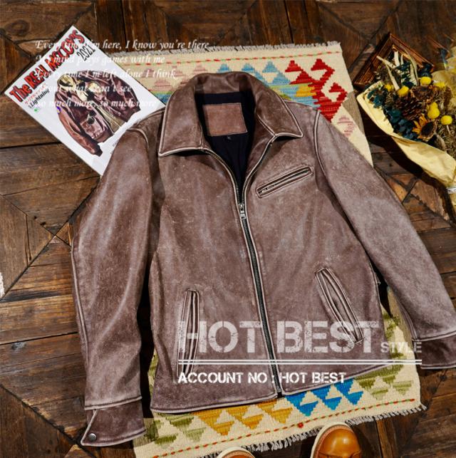 1.3mm カウハイド 1930s トラッカースタイル シングルライダース ウォッシュ加工    ヴィンテージ メンズ 革ジャン レザージャケット 植物鞣し 牛革