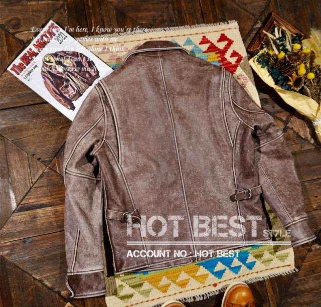 1.3mm カウハイド 1930s トラッカースタイル シングルライダース ウォッシュ加工    ヴィンテージ メンズ 革ジャン レザージャケット 植物鞣し 牛革