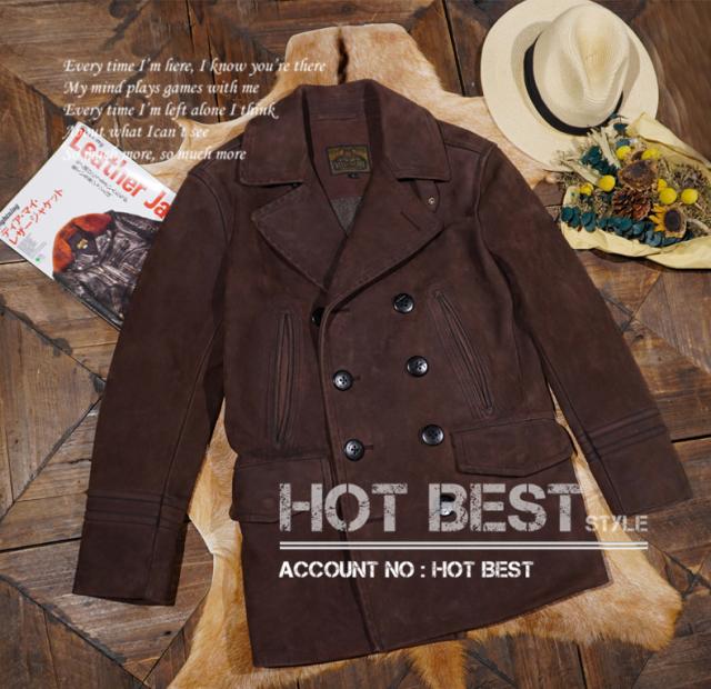 最高峰 1.7mmカウハイド 定番 740 海軍ピーコート ウォッシュ加工 ヴィンテージ メンズ 革ジャン イタリアンレザー タンニンなめし 牛革