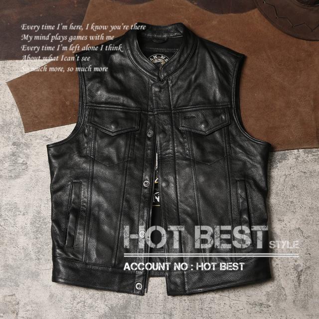 1.0mm ゴートスキン 本革 メンズ レザーベスト 本革ベスト 皮ベスト ジレ レザージャケット 山羊革