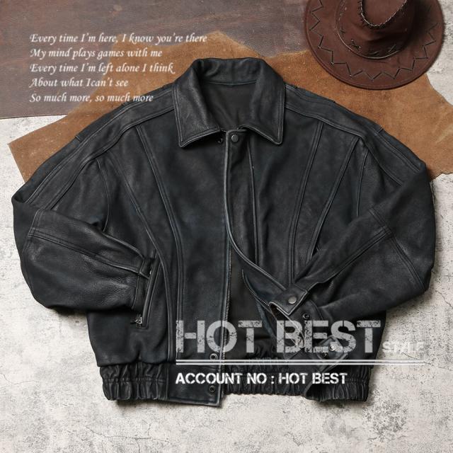 1.3mm カウハイド 復刻30年代スタイル ウォッシュ加工 ヴィンテージ シングルライダース メンズ 革ジャン レザージャケット 牛革