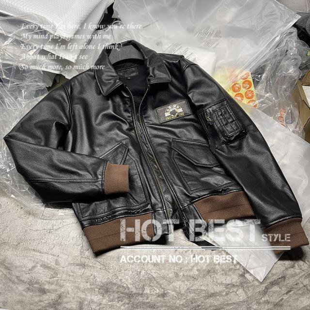 1.0mm カウハイド CWU 45P ミリタリー US フライトジャケット メンズ 革ジャンMA-1 軽量 イタリアンレザー 牛革