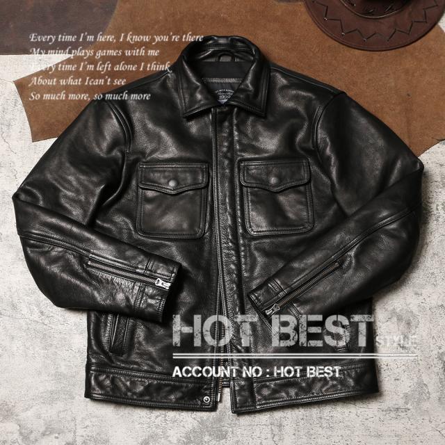 1.2mm カウハイド 襟付き スポーツジャケット メンズ 革ジャン ボマーボンバー ライダース イタリアンレザー 牛革