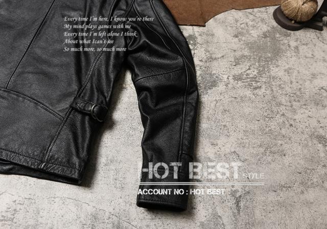 カウハイド 襟付き スポーツジャケット メンズ 革ジャン ボマー