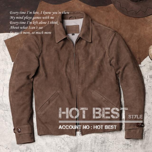 1.2mm カウスエード 復刻30年代スタイル シングルライダース メンズ 革ジャン レザージャケット ウォッシュ加工 ヴィンテージ 牛革