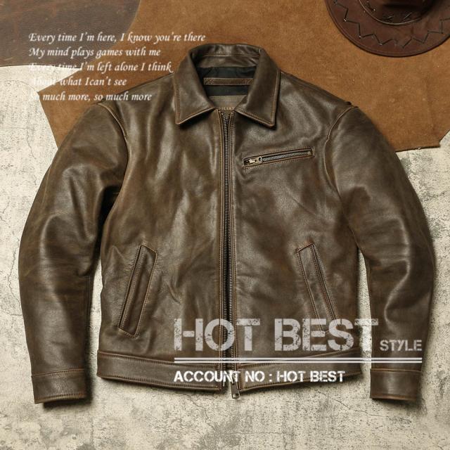 1.2mm カウハイド 30年代スタイル シングルライダース メンズ 革ジャン レザージャケット トスカーナ植物鞣し革 牛革