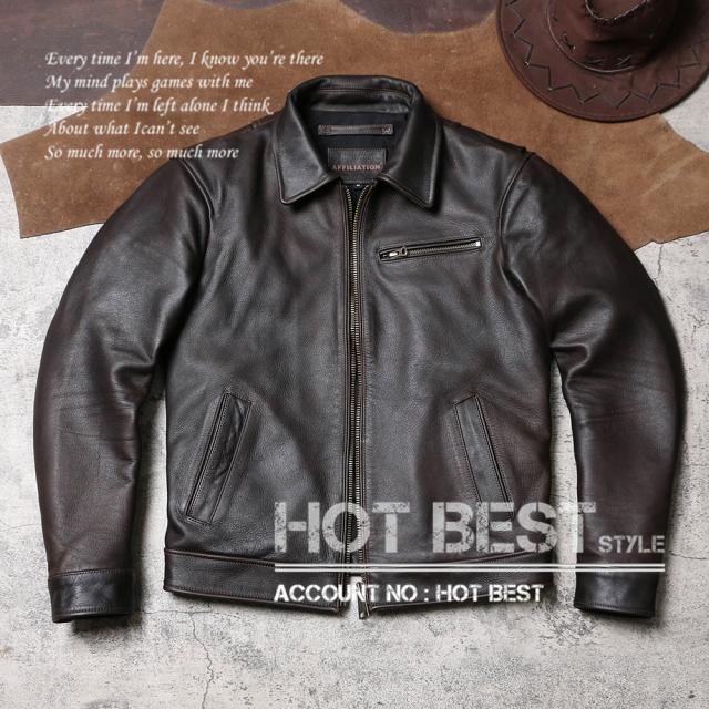 1.2mm カウハイド 30年代スタイル シングルライダース メンズ 革ジャン レザージャケット 染料仕上げ 牛革