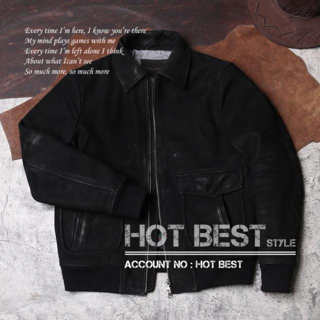 1.0mm カウハイド 復刻30年代 USAF TYPE A-2 フライトジャケット メンズ 革ジャン 染料仕上げ ウォッシュ加工 ヴィンテージ 牛革