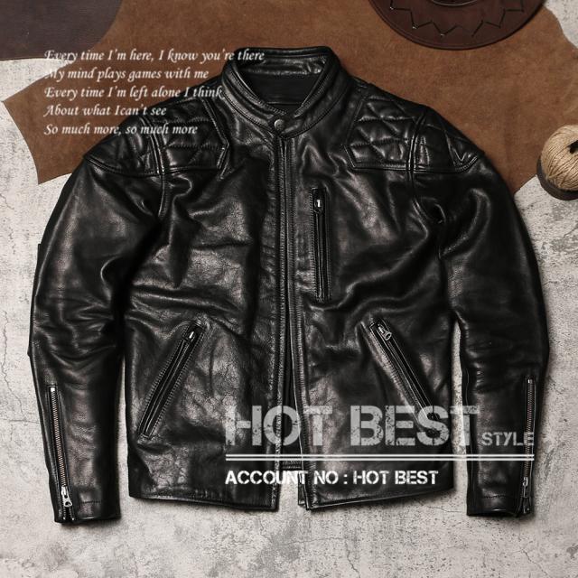 最高峰 1.4mm カウハイド 50年代 パテッド シングルライダース レザージャケット メンズ 革ジャン トスカーナ植物鞣し 牛革