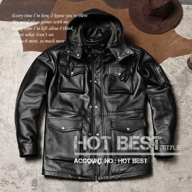 1.2mmカウハイド 復刻50年代スタイル M65 メンズ 革ジャン 中綿 サファリジャケット イタリアンレザー 牛革