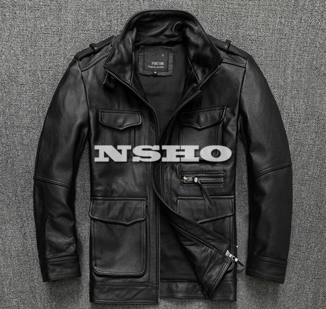 上質  革ジャン カウハイド メンズ M65タイプ  ライダース レザージャケット イタリアンレザー 牛革