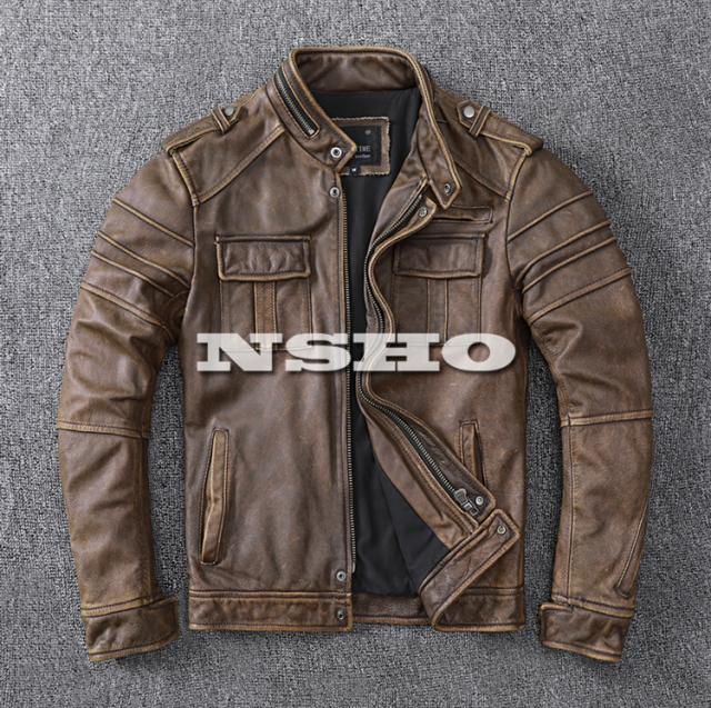 質  革ジャン カウハイド メンズ ヴィンテージ加工  ライダース レザージャケット イタリアンレザー タンニンなめし 牛革