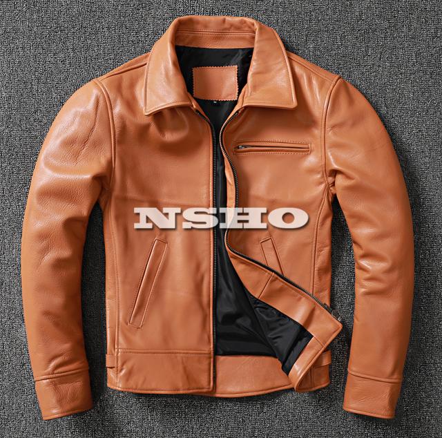 上質革ジャン　カウハイド　メンズ　レザー　ジャケット　イタリアン　レア色　　植物鞣し 牛革　タンニン鞣し