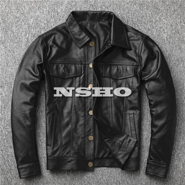 上質革ジャン　カウハイド　メンズ　レザー　ジャケット　Gジャン　イタリアン　ライダース　サード