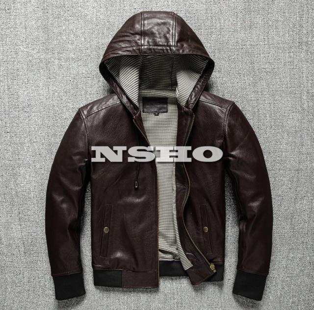上質革ジャン　メンズ　イタリアンレザー　ゴートスキン 山羊革　フーデッド　　パーカー 　フード 　ジャケット